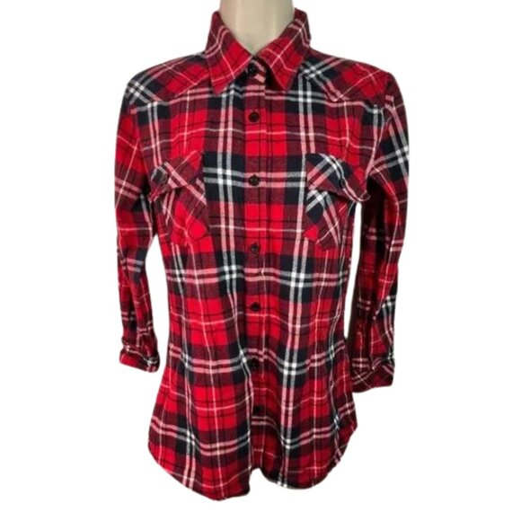 Vintage | Tops | Red Flannel Top M | Poshmark